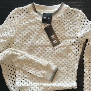 Dresses | Ivy Park Open Mesh Long Sleeve Mini Dress Off White | Poshmark